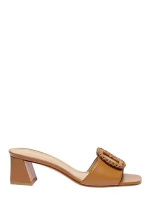Santoni Corolle Leather Buckle Mules - Brown