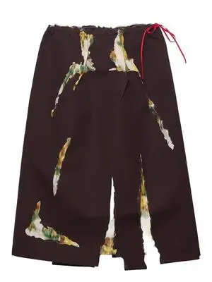 Prada Bonded Gabardine Skirt With Devore Effect - Brown