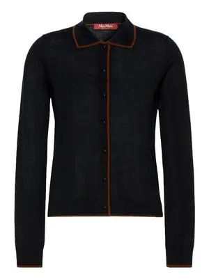 Max Mara Wool And Silk Yarn Cardigan - Navy