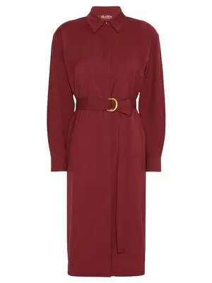 Max Mara Woollen Cloth Shirt Dress Ruby