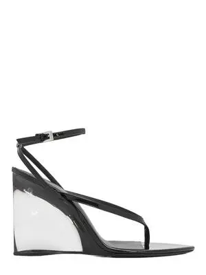 Alaïa 90mm Leather Wedge Sandals - Noir
