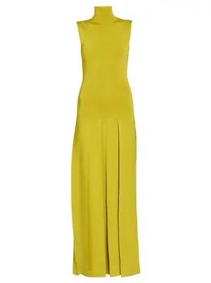 Alaïa Textured Pleats Drop Maxi Dress - Lime
