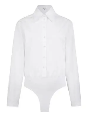 Alaïa Basque Poplin Cotton Bodysuit - Blanc