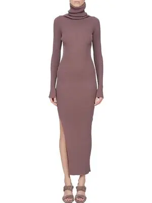 Rick Owens Rib-knit Turtleneck Maxi Dress - Grape