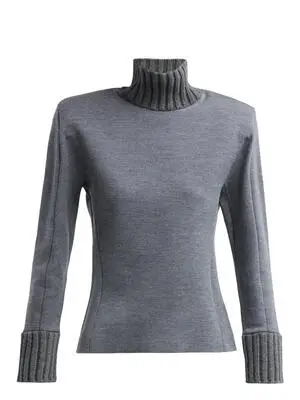 Bottega Veneta Turtleneck Double-knit Wool Long-sleeve Sweater - Thunder