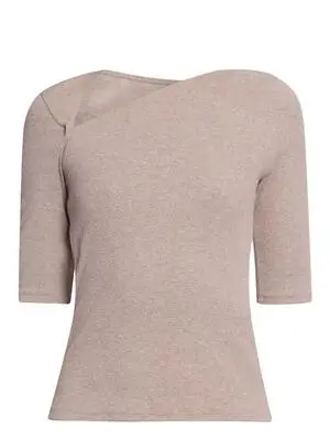 MAISON MARGIELA Asymmetric Rib-knit Cotton-blend Top - Taupe