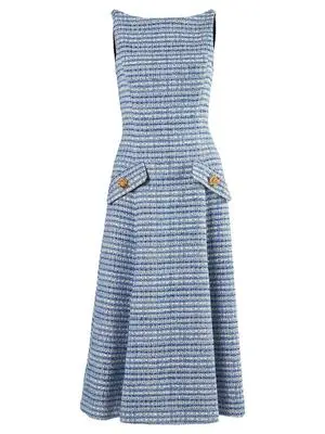Carolina Herrera Tweed Sleeveless Midi-dress - Blue Multi