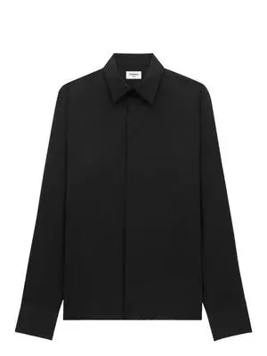 Saint Laurent Cassandre Shirt In Cotton Voile - Noir