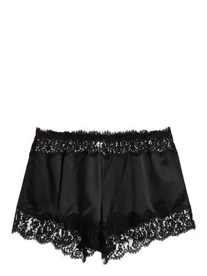 Dolce & Gabbana Lace-trim Silk Slip Shorts - Black