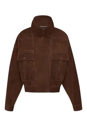 Saint Laurent Jacket In Vintage Split Leather - Ebene