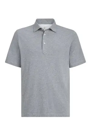 Brunello Cucinelli Cotton Jersey Polo Shirt With Shirt-style Collar Medium Grey