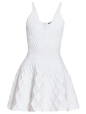 Balmain Quilted Compact Knit Minidress - Blanc