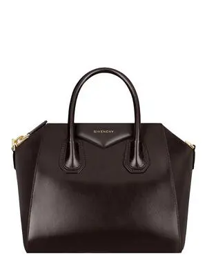 Givenchy Small Antigona Top Handle Bag In Box Leather - Chocolate