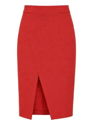 CONQUISTA Asymmetric Wrap-front Pencil Skirt