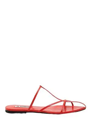 JIL SANDER Strappy Leather Flats - Rouge