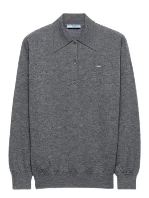 Prada Cashmere Polo Sweater Grey