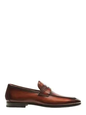 Magnanni Sasso Leather Penny Loafers - Cognac