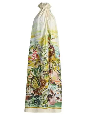ALEMAIS Jungle Boogie Silk Halterneck Dress