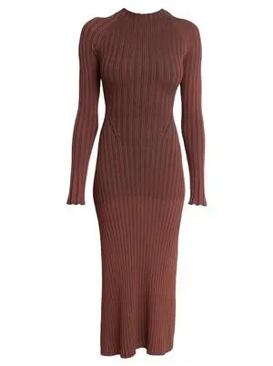 Proenza Schouler Roux Ribbed Midi Dress - Copper