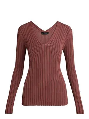Proenza Schouler Roux Ribbed V-neck Top - Copper