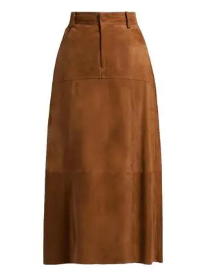 Ba&sh Massia Suede Midi-skirt - Camel
