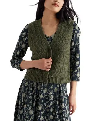 SEASALT CORNWALL Pendouer Cable Knit Sweater Vest - Alpine
