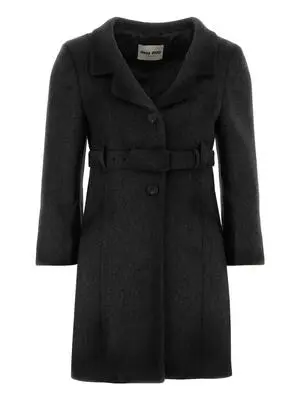 Miu Miu Dark Grey Wool Coat - Gray