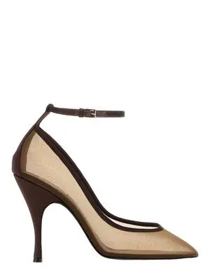 Alaïa Blue Mesh Pumps - Brown