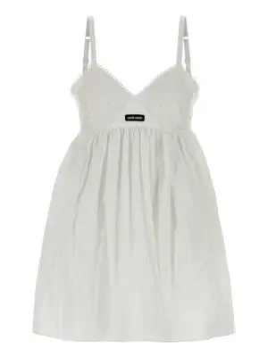 Miu Miu Cotton Blend Mini Dress - White