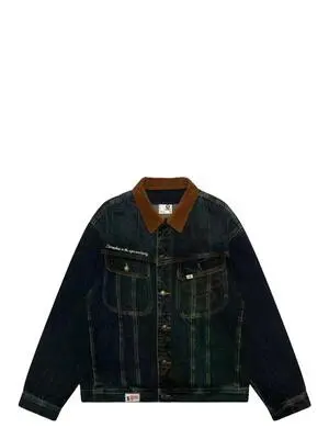 AAPE BY *A BATHING APE Corduroy-collar Hooded Denim Jacket - Blue