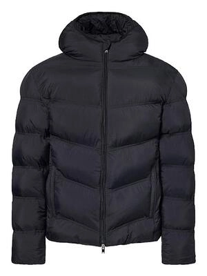 ARNE Chevron Hooded Nylon Puffer Jacket - Black
