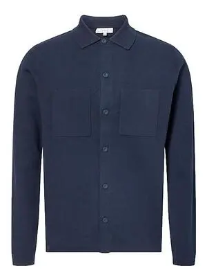 ARNE Knitted Woven Overshirt Xxl Navy