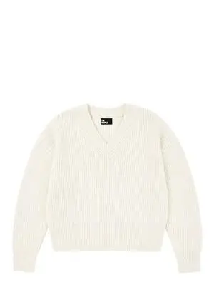 The Kooples Ribbed V-neck Wool Jumper - Ecru