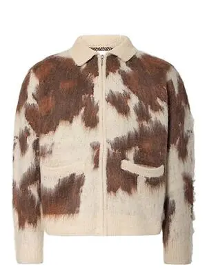 Obey Cow-print Zip-up Knit Cardigan - Multi