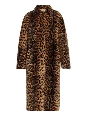 NILI LOTAN Davelle -print Lamb Shearling Coat - Leopard
