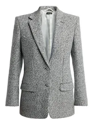 TOM FORD Sequined Broken Chevron Tweed Single-breasted Western Jacket - Cream/black
