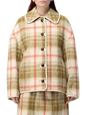 TELA Tartan Wool-blend Single-breasted Short Coat With A Relaxed Fit