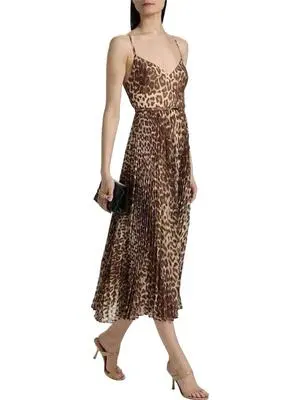 ZIMMERMANN Leopard Sunray Pleated Picnic Midi-dress