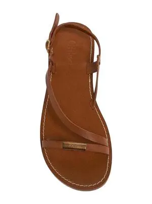 Chloé Matilda Flat Leather Sandals - Ginger Brown