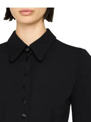 Dolce & Gabbana Satin Buttoned Wool-blend Jersey Long-sleeve Midi Dress - Nero