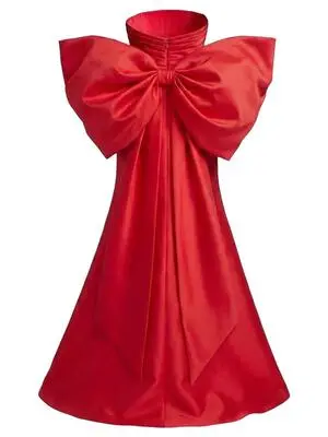Mac Duggal Oversized Bow Satin Gown - Ruby