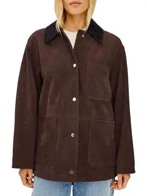 Rails Jaxton Suede Contrast-collar Jacket - Espresso