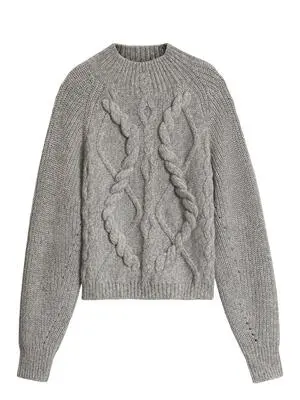BOSS Cable-knit Sweater In Mouliné Virgin Wool