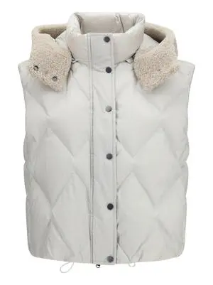 BRUNELLO CUCINELLI Padded Vest With Shearling Hood