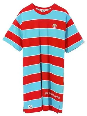 AAPE BY *A BATHING APE Moonface Striped T-shirt Mini Dress - Blue