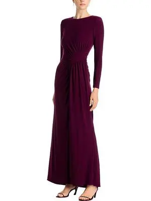 AQUA Long Sleeve Ruched Maxi Dress - Exclusive