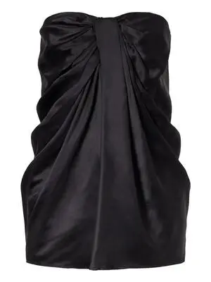 Tove Eden Strapless Draped Satin Top Black