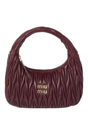 Miu Miu Wander Matelass Nappa Leather Hobo Bag Burgundy