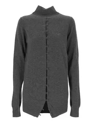 MUGLER Grey Cashmere Open Cardigan