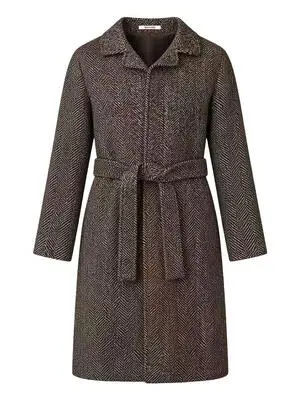 TAGLIATORE Herringbone-pattern Belted Coat
